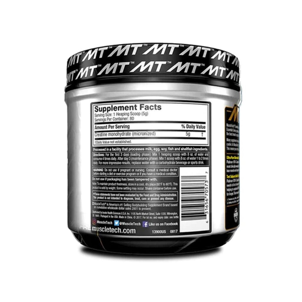 MuscleTech Platinum Creatine 400g, 80 Servings, Unflavored | Beast Muscle