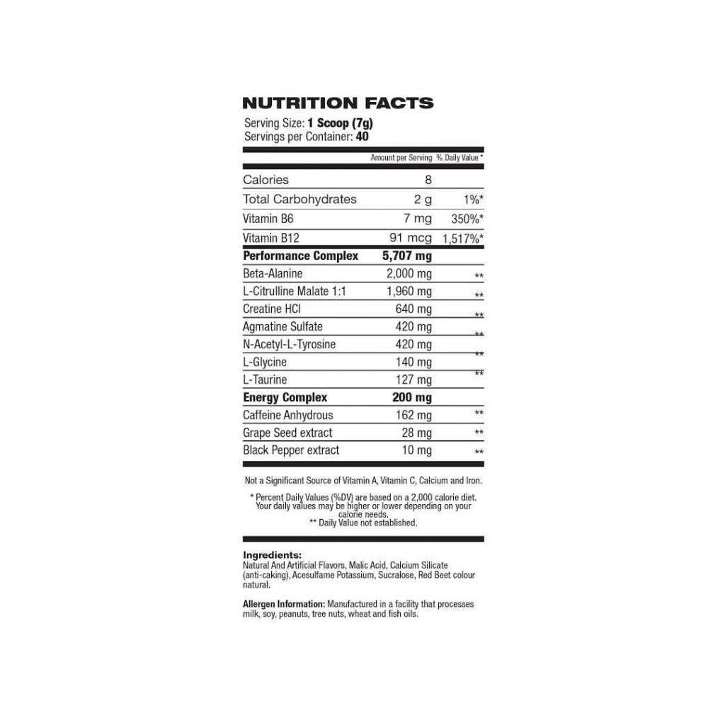 Elite Labs USA Pre Rage 280g, 40 Servings, Grape | Beast Muscle